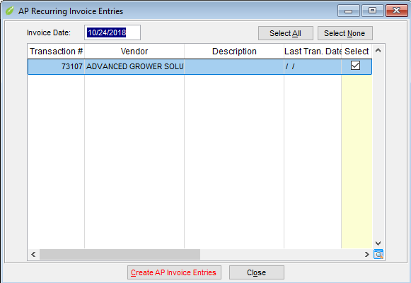 Accounts Payable - Recurring Invoices