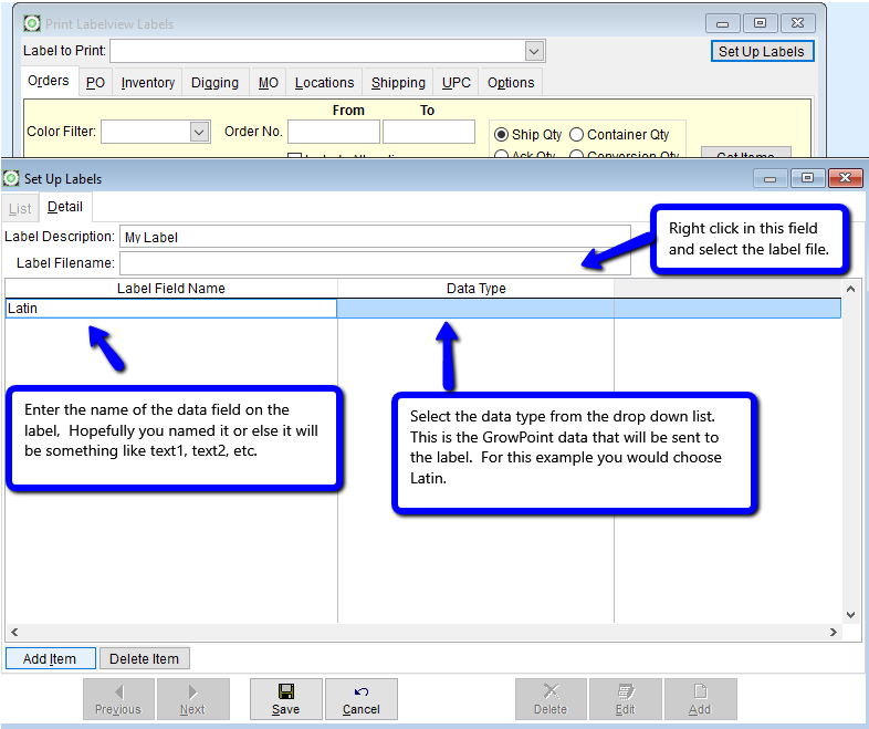 Give the label a name in GrowPoint so you can find it in GrowPoint.
